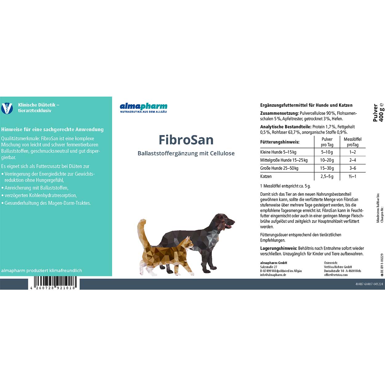 FibroSan Futtercellulose 400g | 487